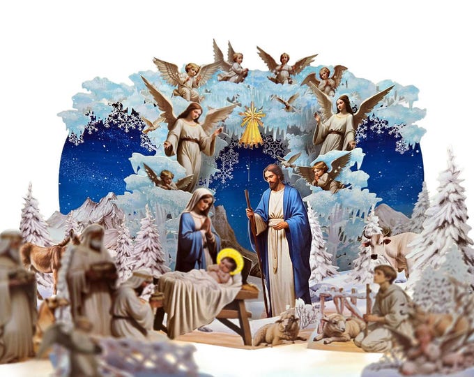 Religious Holiday Card, 3D Pop up Card, Merry Xmas Card, Christian ...