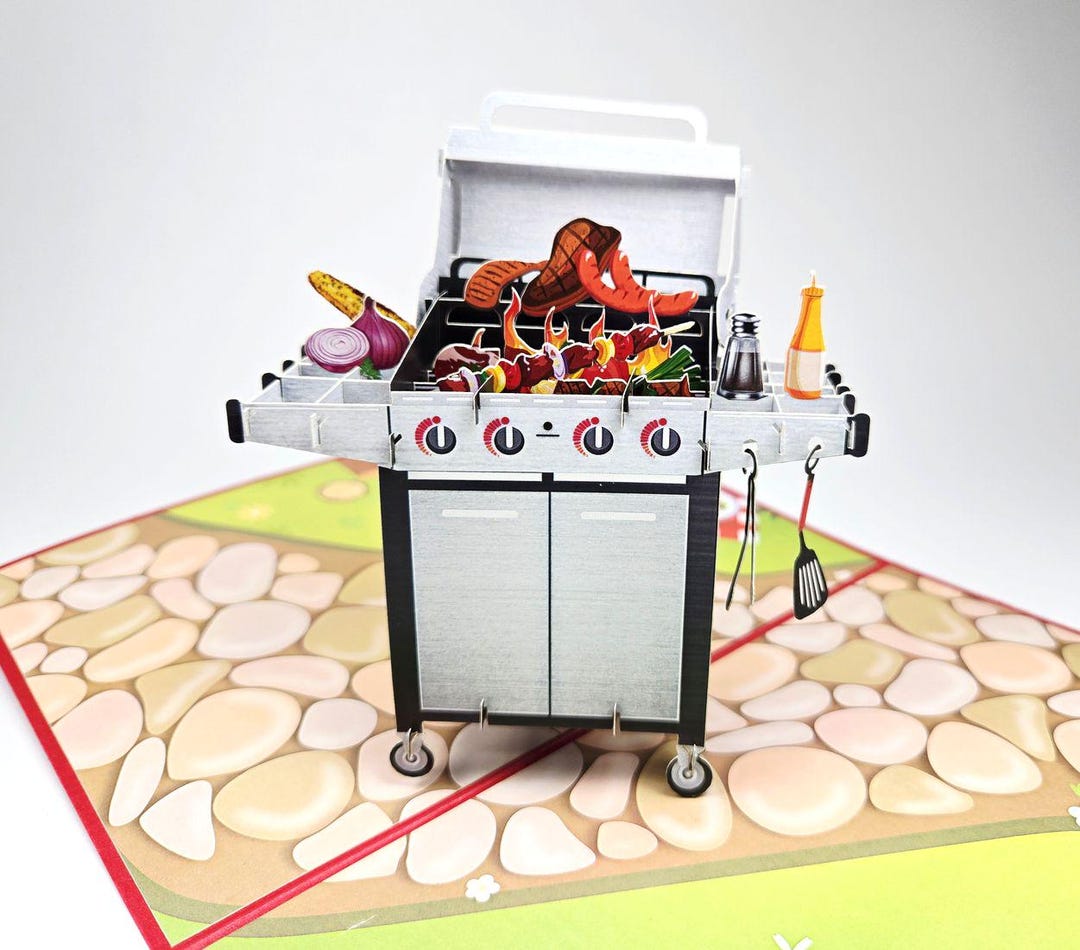 3D BBQ Grill Pop-up Card: Father's Day Cookout Card - Etsy