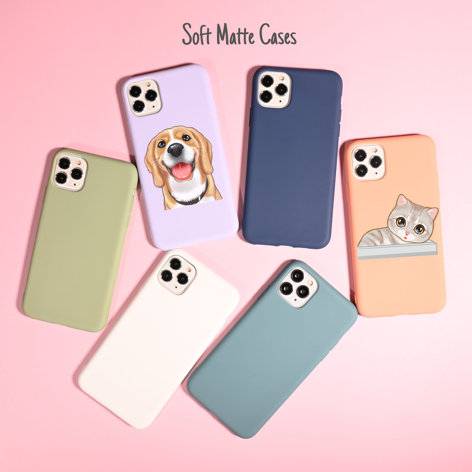 Custom Cartoon Pet Portrait Illustration Hand Drawn Phone Case | Etsy