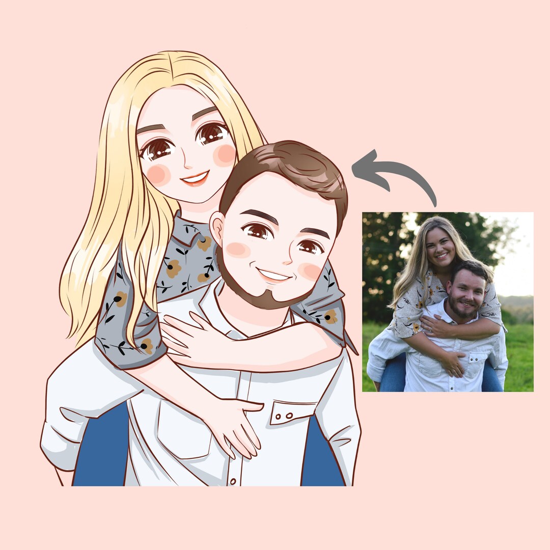 Custom Cartoon Portrait Vector Cute Custom Drawing Personalized ...