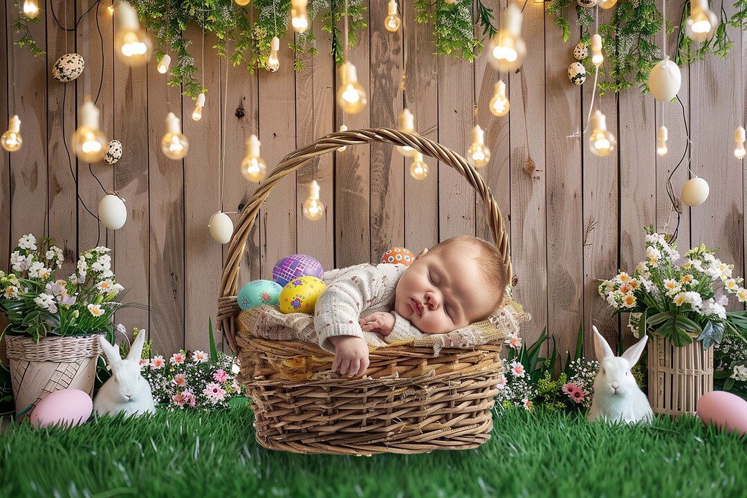 Digital Easter Mini Session Backdrop, Spring Floral Background, Kids ...