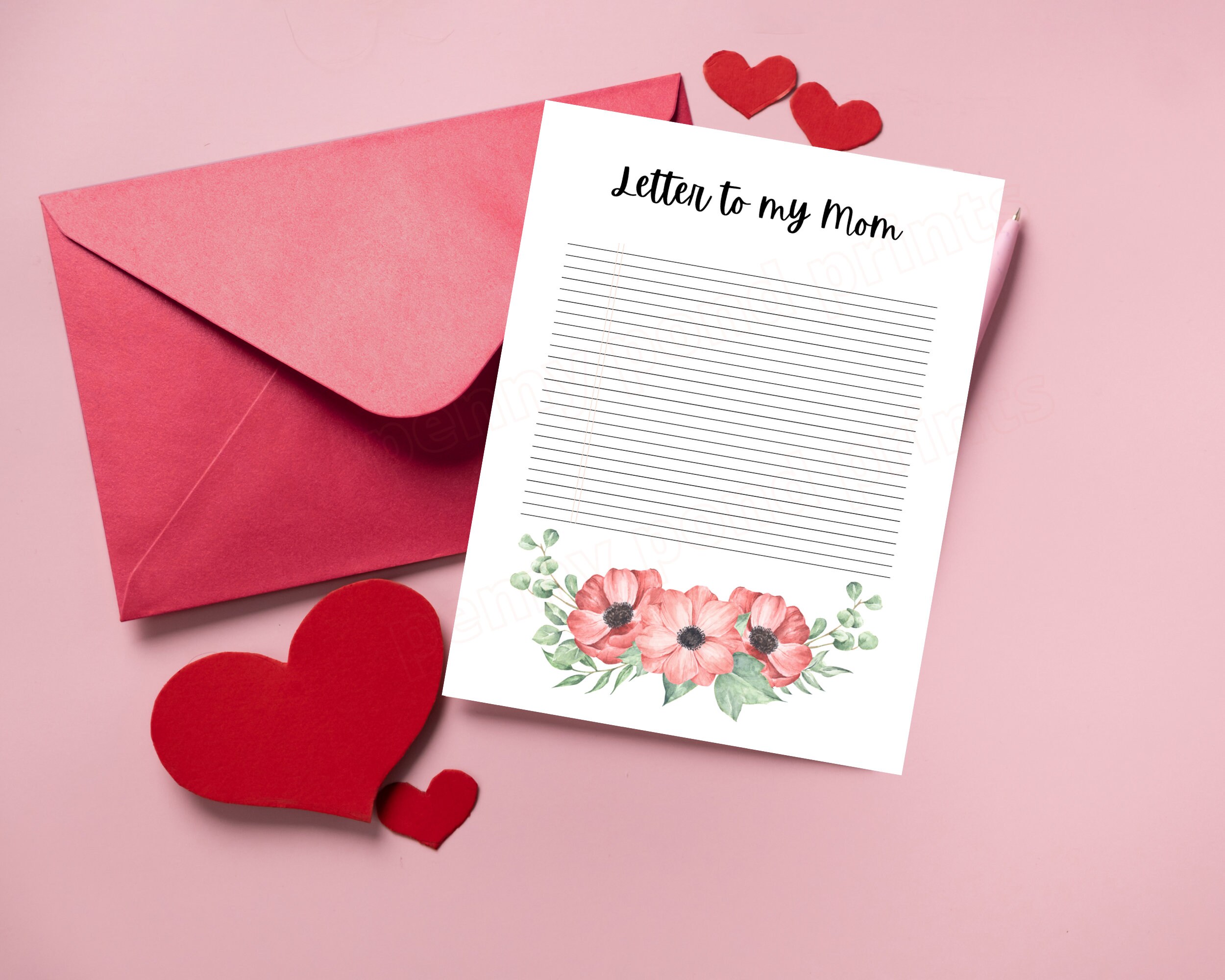 Letter to My Mom Floral Bundle Set W Printable Envelope - Thoughtful ...