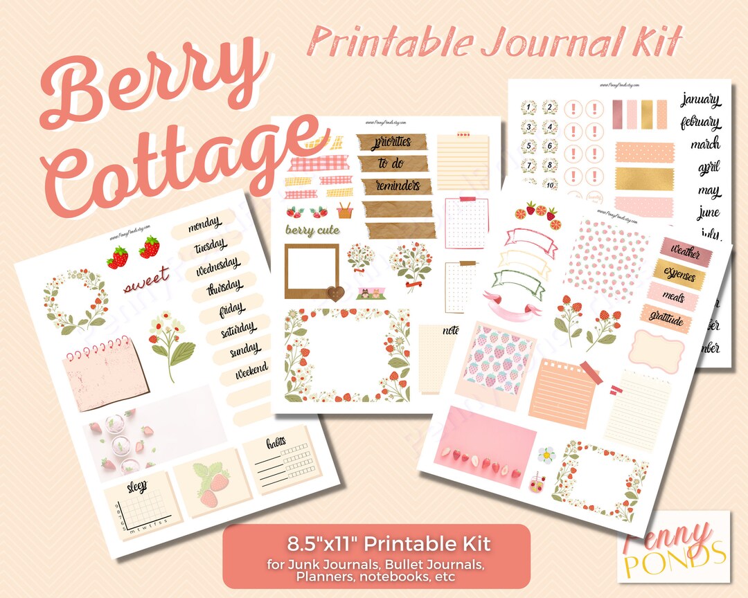 Berry Cottage Printable Sticker Set for Bullet Journal, Planners, Junk ...