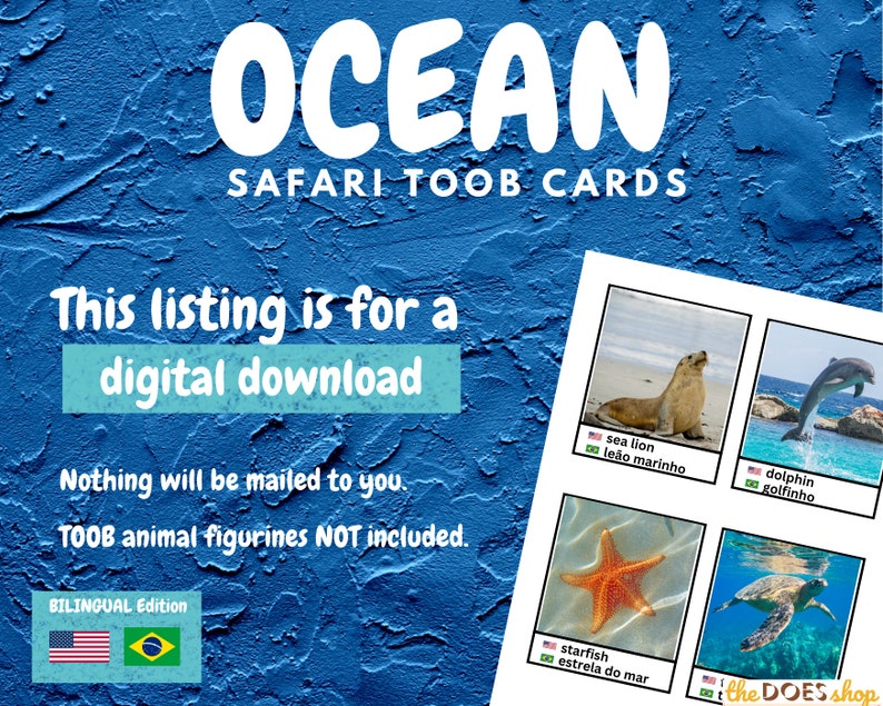 Bilingual Ocean Animals Cards Matching Safari TOOB Figurines for ...