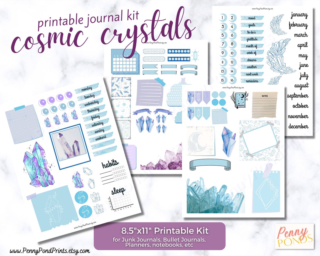 Cosmic Crystals Printable Kit for Bullet Journal, Planners, Junk ...