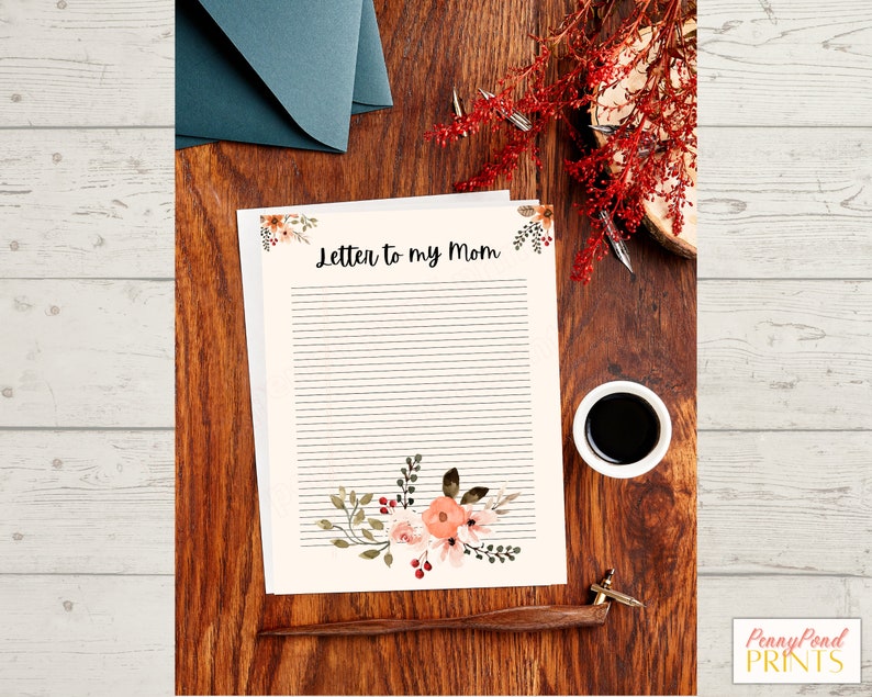 Letter to My Mom Floral Bundle Set W Printable Envelope - Thoughtful ...