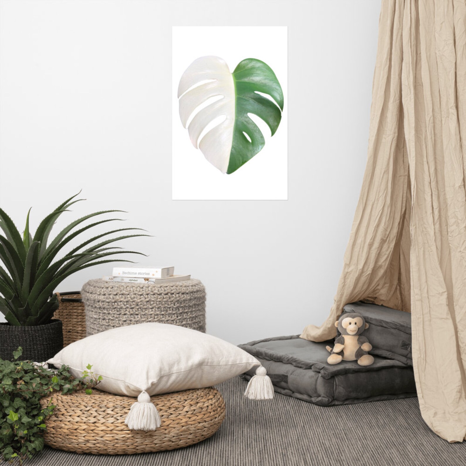 Variegated Monstera Half Moon Love Heart Wall Decor Rare - Etsy