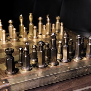 Steampunk Chess Set, Bronze Chess Set, Custom Handcrafted Chess Set ...