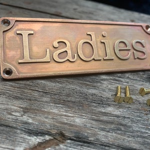 Brass Restroom Signs Set, Ladies Toilet Gents Signs, Bathroom Door ...