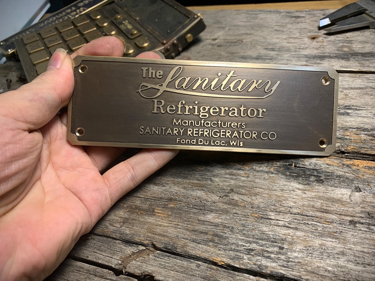 Vintage Industrial Brass Nameplate, Custom Machine Plaque, Antique ...