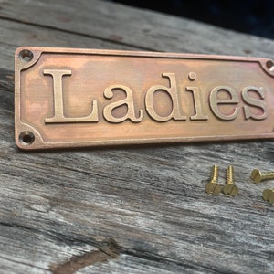 Brass Restroom Signs Set, Ladies Toilet Gents Signs, Bathroom Door ...