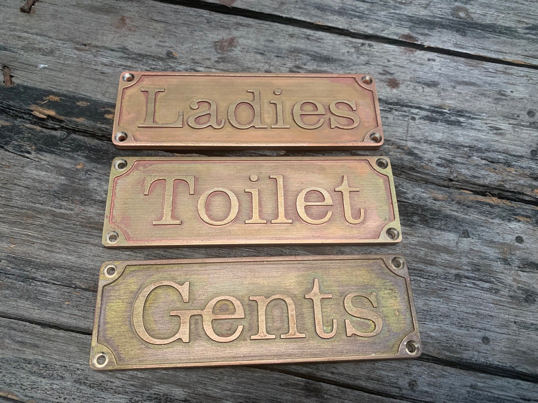 Solid Brass Door Signs - Bathroom, Pantry, Laundry, Toilet Vintage ...