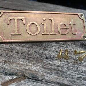 Brass Restroom Signs Set, Ladies Toilet Gents Signs, Bathroom Door ...