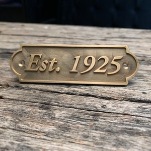 Custom Brass Sign- Custom Date Sign - Custom Size Plaques - Est Sign ...