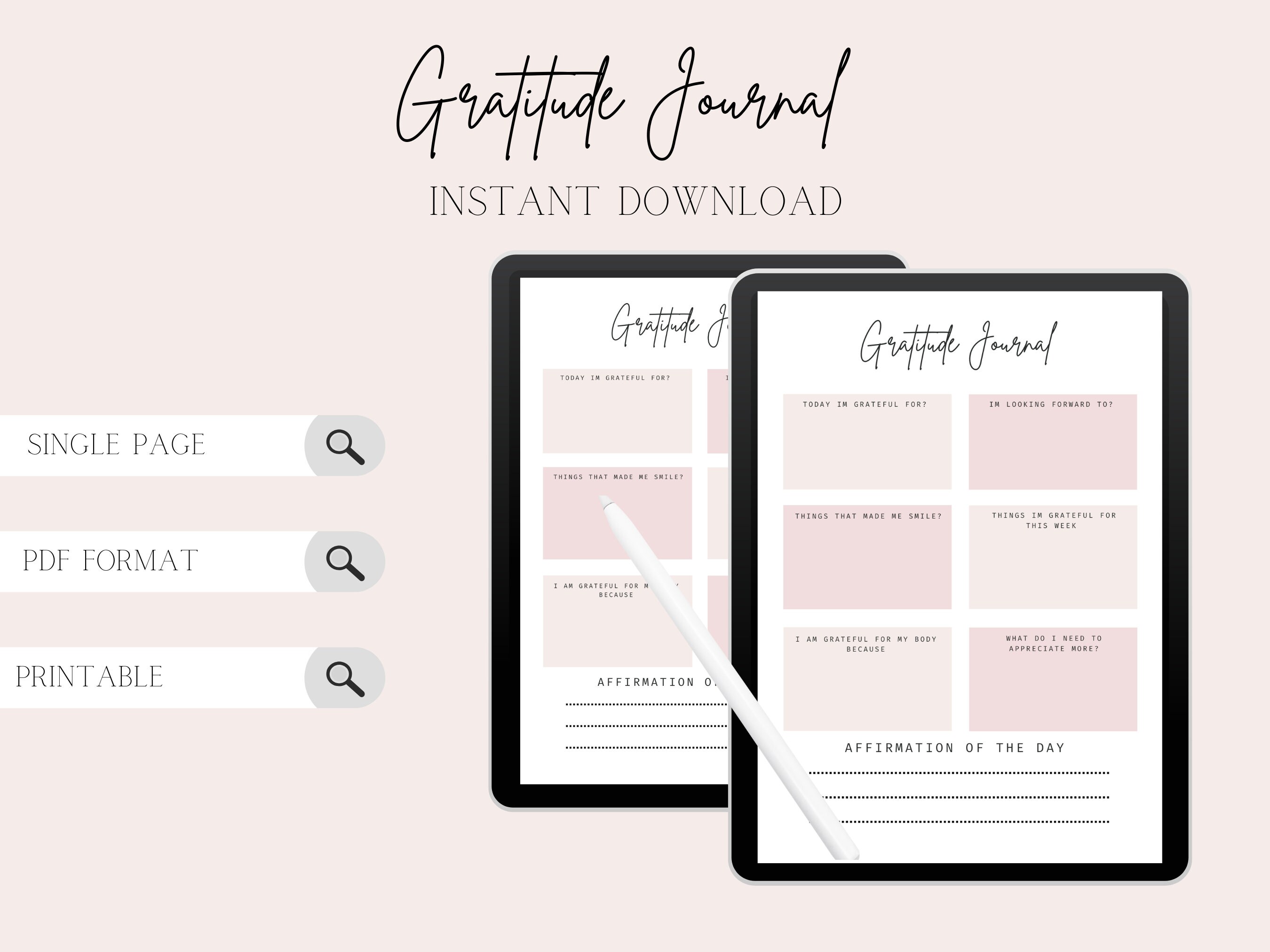 Digital Gratitude Journal, Gratitude Planner, Printable Gratitude ...