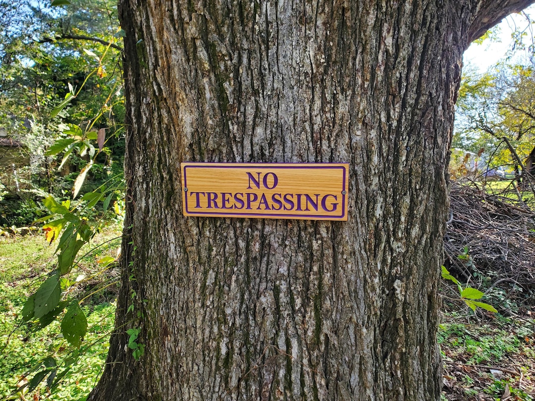 No Trespassing Wooden Sign, Purple Paint Hunters Posted Sign, Carved ...
