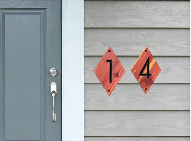 House Street Number Plaque, Custom Modern Home Sign, Diamond Carved ...