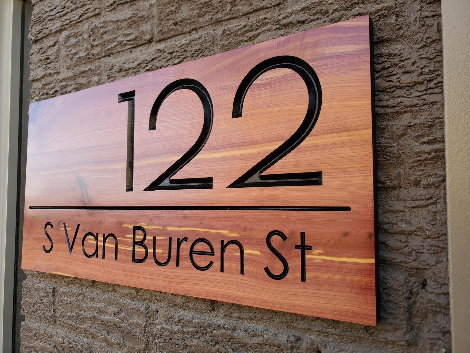 Modern House Address Sign, Carved Wood Street Number Plaque, Custom ...