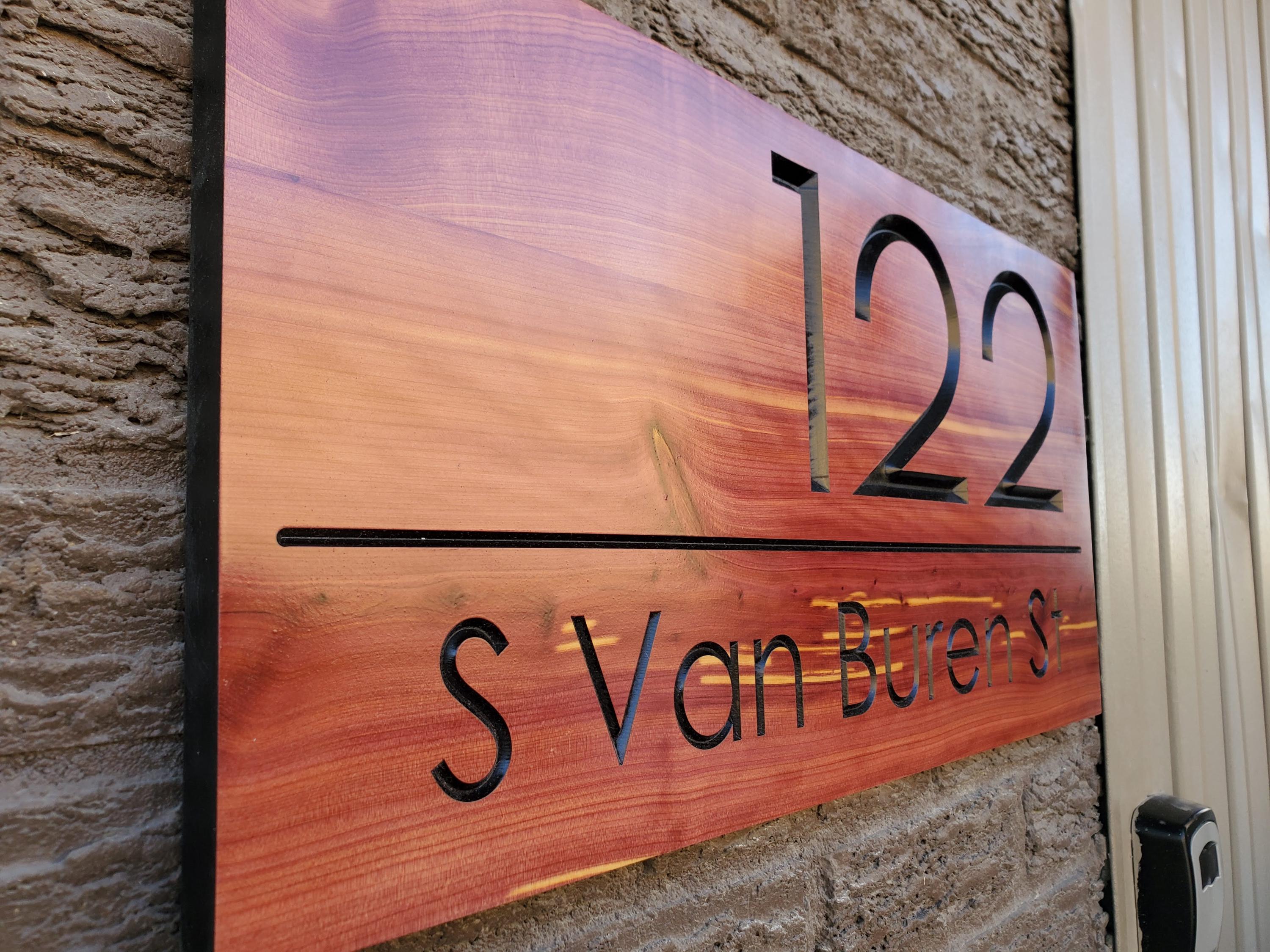 Modern House Address Sign, Carved Wood Street Number Plaque, Custom ...