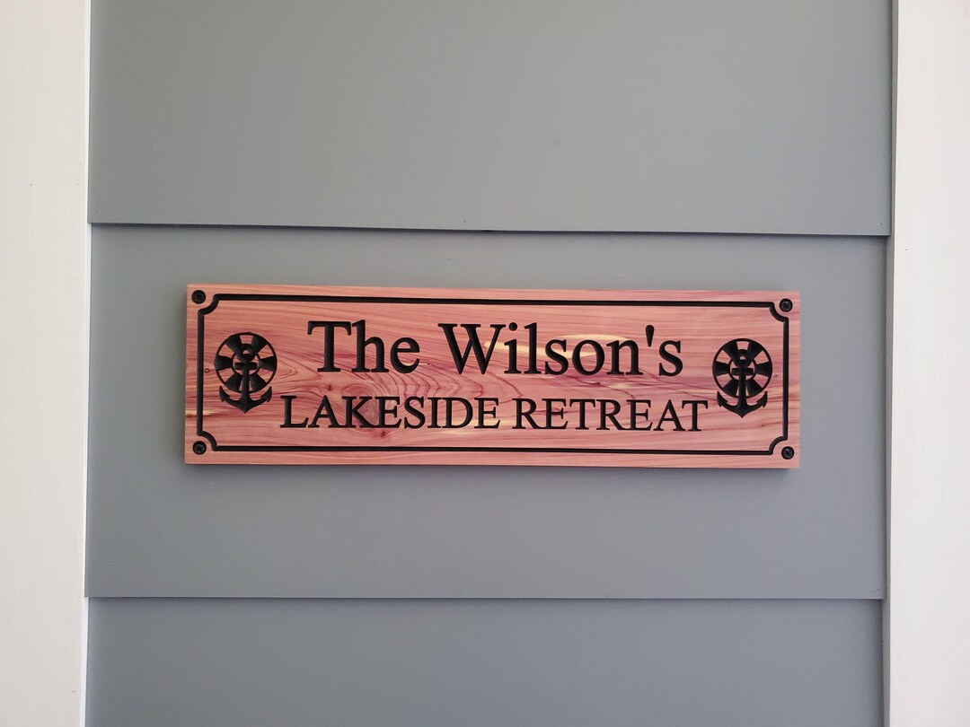 Custom Carved Lake House Sign With Family Name, Personalized Lakeside ...
