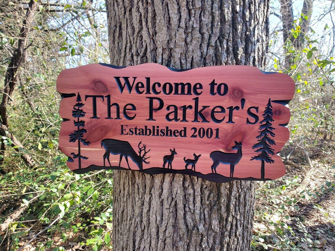 Rustic Family Name Sign, Exterior Personalized Est Date Wooden Plaque ...