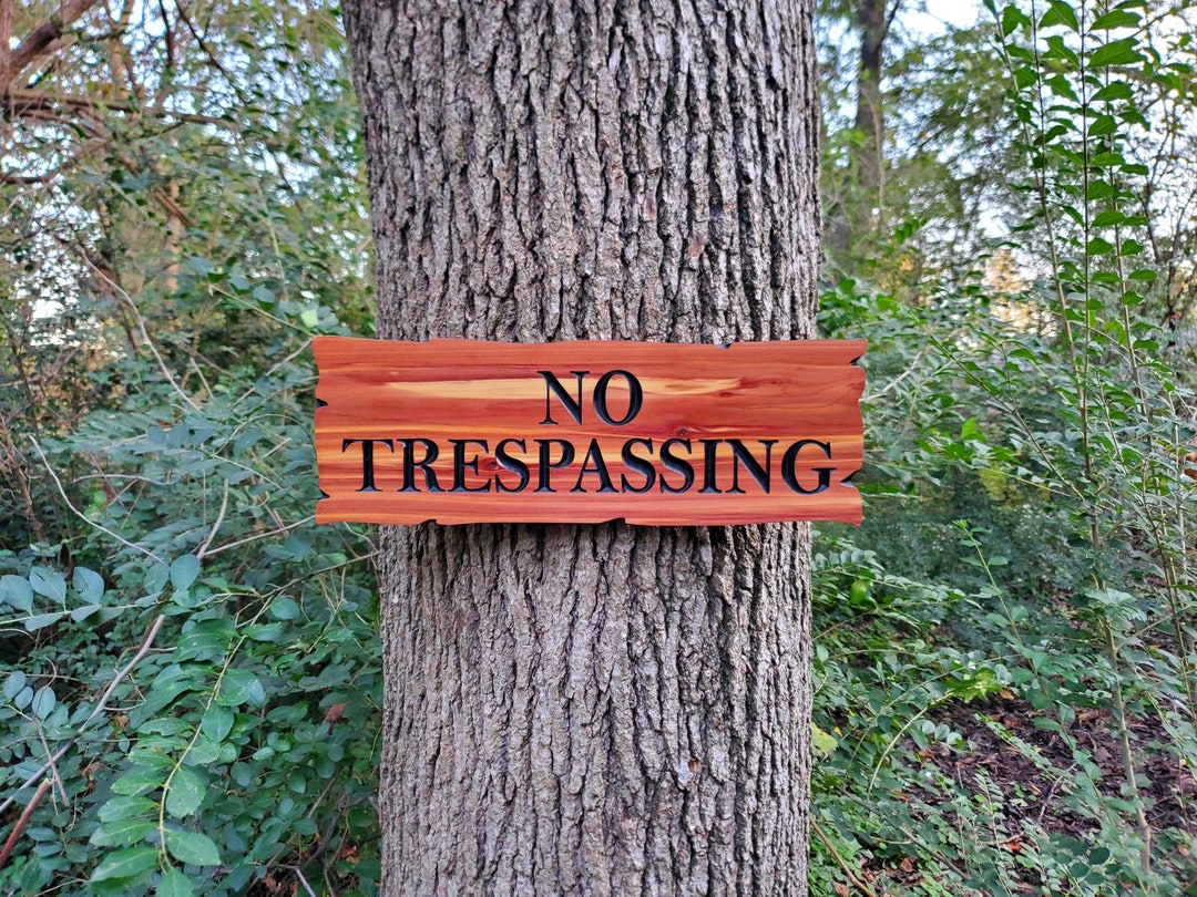 No Trespassing Wooden Sign, Rustic Cedar or Cypress Outdoor Wood Carved ...