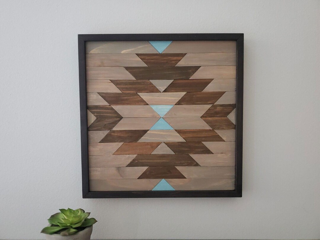 Handmade Geometric Wall Art, Wooden Aztec Design Home Decor, Rustic ...