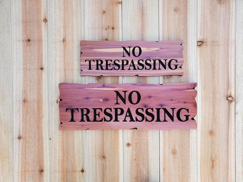 No Trespassing Wooden Sign, Rustic Cedar or Cypress Outdoor Wood Carved ...