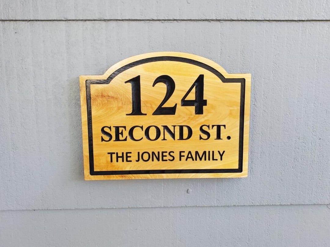 House Name and Address Sign, Carved Wood Plaque, Home Street Number ...