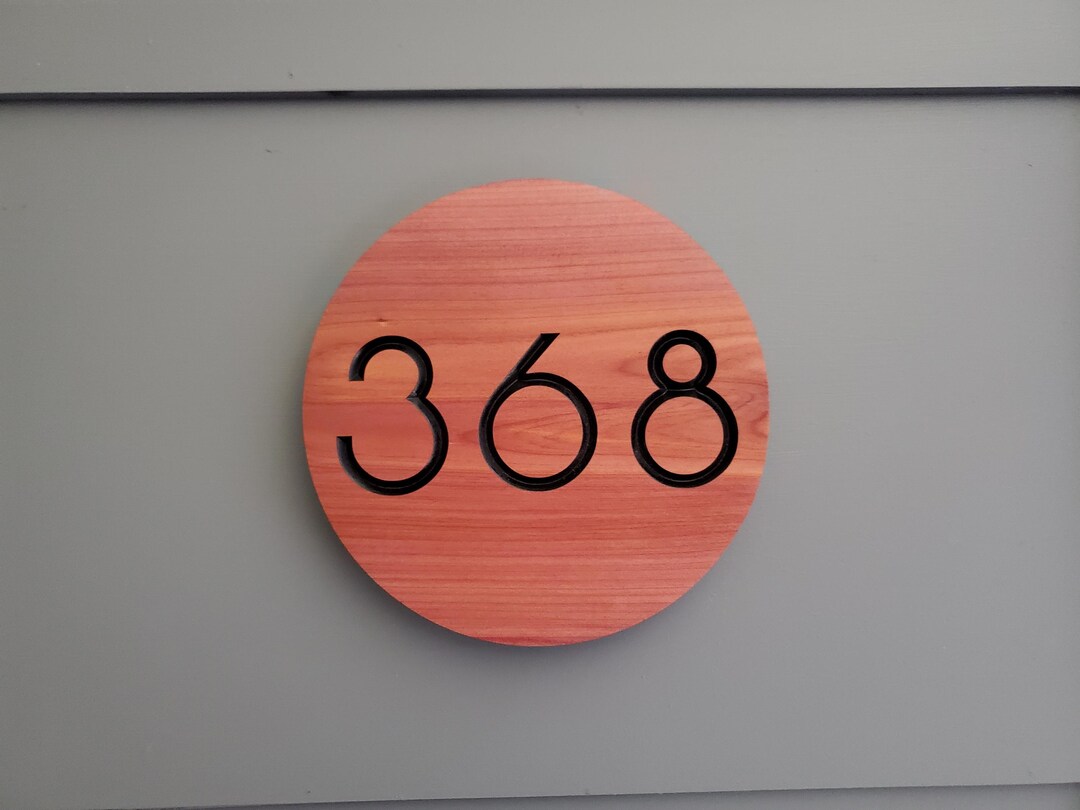 Custom Carved Round House Street Number Plaque, Modern Home Address ...