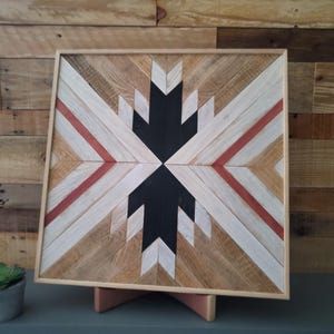 Handmade Geometric Wall Art, Rustic Wooden Aztec Style Home Decor, Wood ...