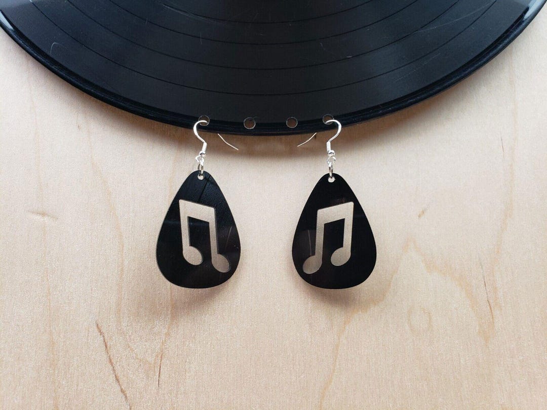 Music Note Repurposed Record Earrings, Made From LP Album, Rock and ...
