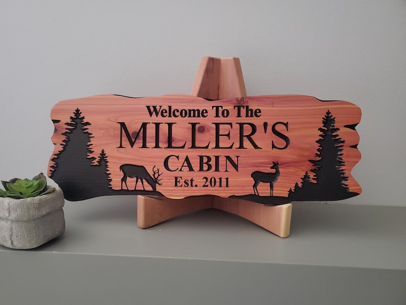 Custom Rustic Cabin Sign, Personalized Family Last Name Outdoor Wooden ...
