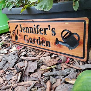 Personalised Garden Sign, Custom Wooden Carved Gardening Name Sign ...
