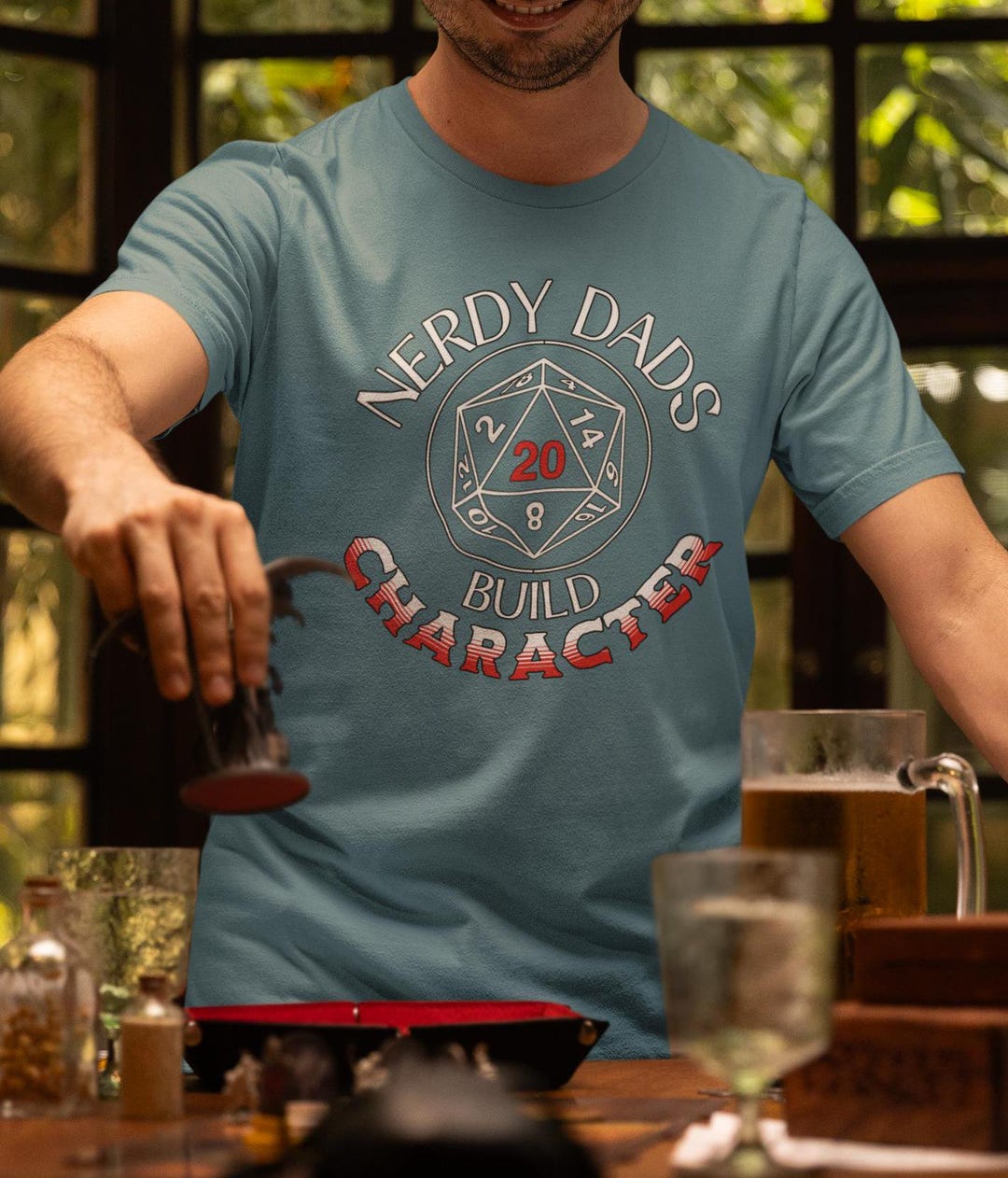 Nerdy Dads Build Character Shirt, Gamer Graphic Tshirt, Dnd RPG Funny ...