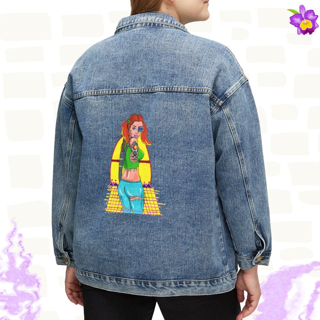 Anime Denim Jacket for Women Cyberpunk Gun Girl - Etsy