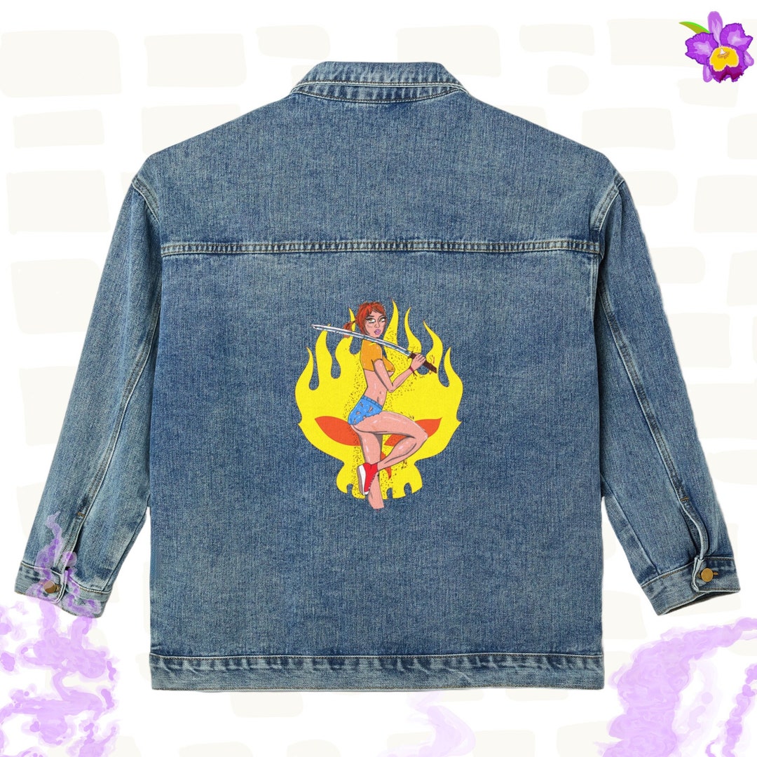 Women's Denim Jacket Punk Samurai Riot Grrrl Comics,manga and 90s Punk ...
