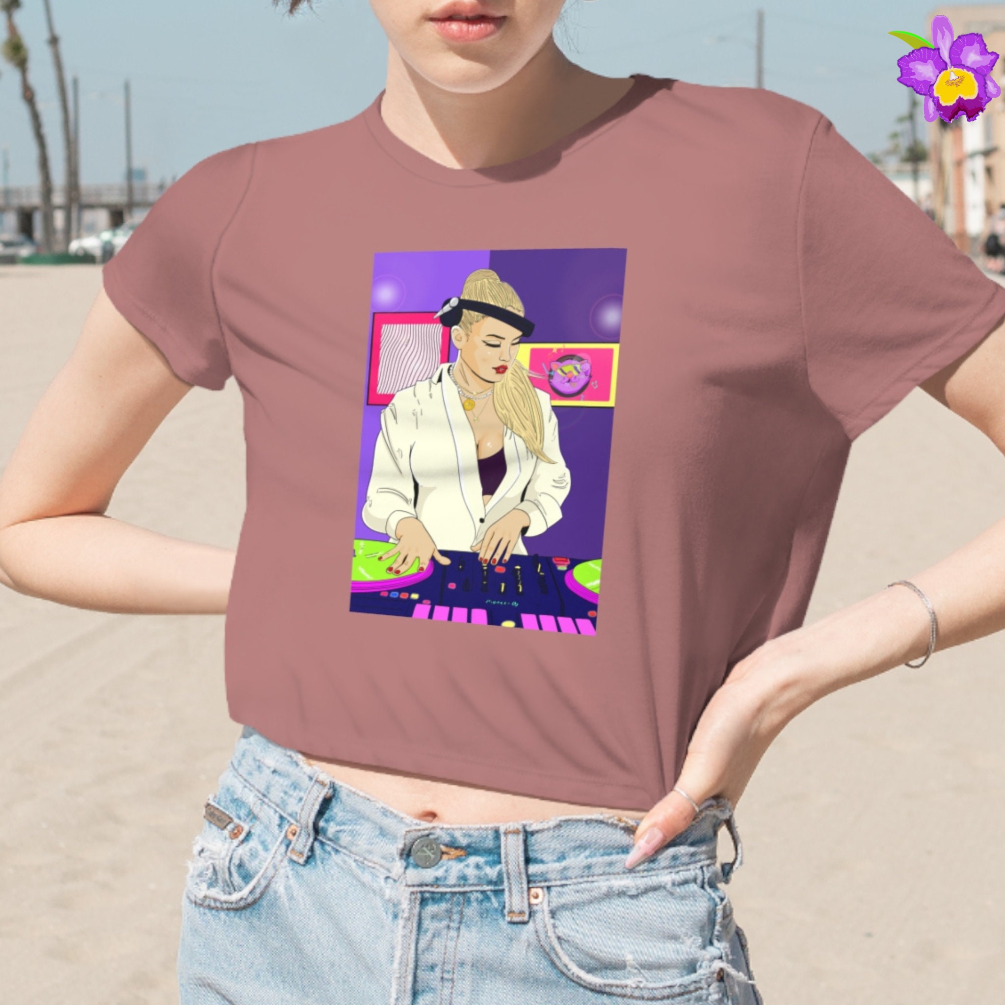 DJ Girl Crop Top Disco Outfit Women Clubbing Tops Cropped Shirt Music ...