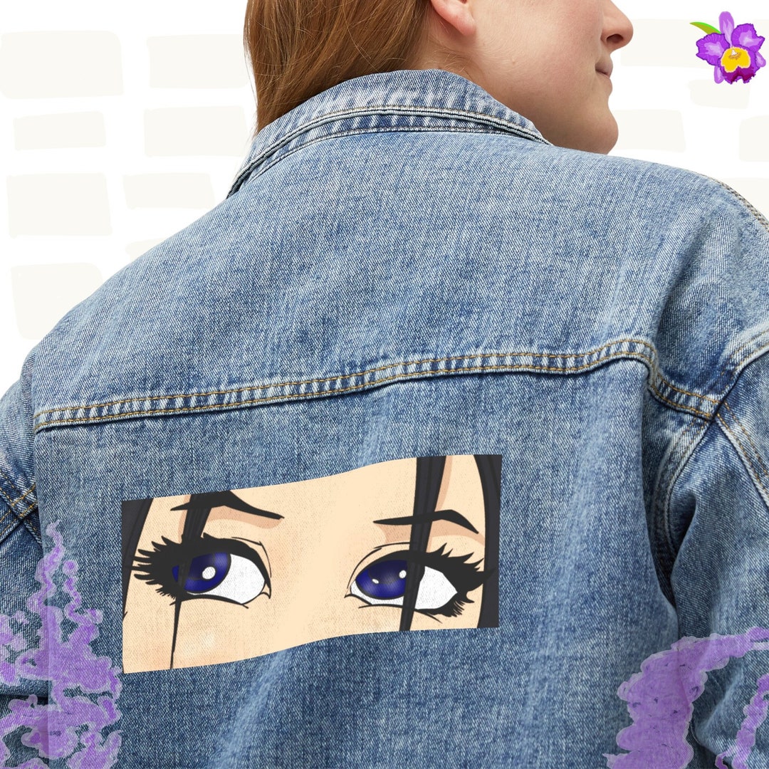 Anime Denim Jacket for Women Kawaii Eyes - Etsy