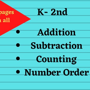 K-2nd Grade Printable Math Worksheets - Etsy