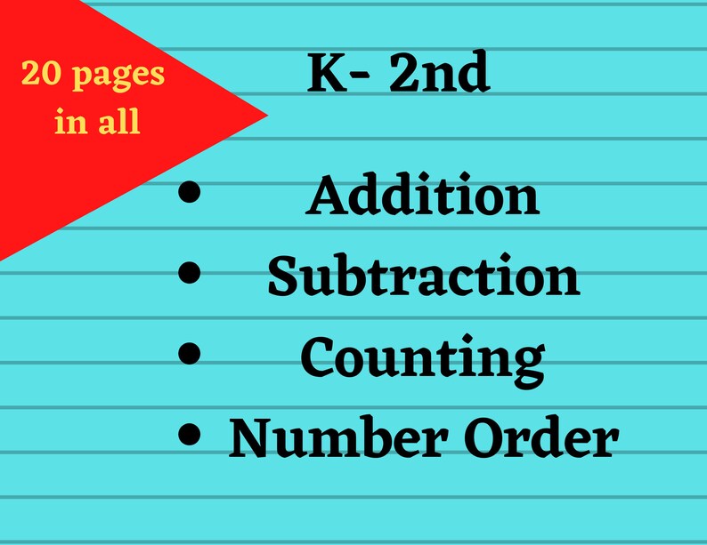 K-2nd Grade Printable Math Worksheets - Etsy
