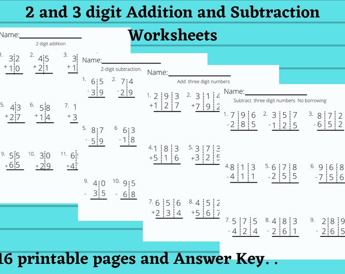 Two Digit Mixed Addition and Subtraction With and Without Regrouping Worksheets - Etsy Canada