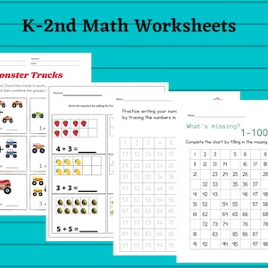K-2nd Grade Printable Math Worksheets - Etsy