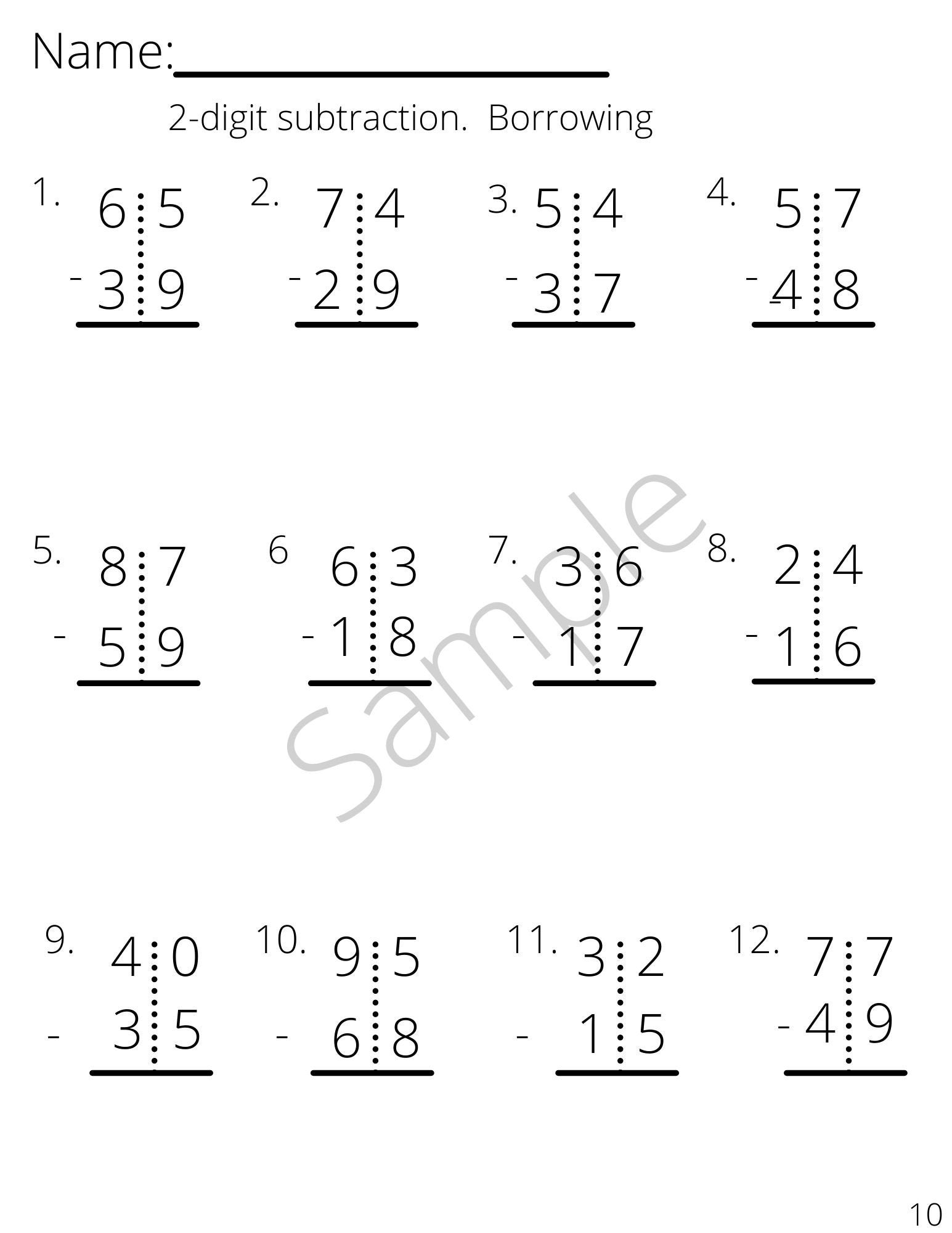 Two and Three Digit Addition and Subtraction Worksheets. - Etsy
