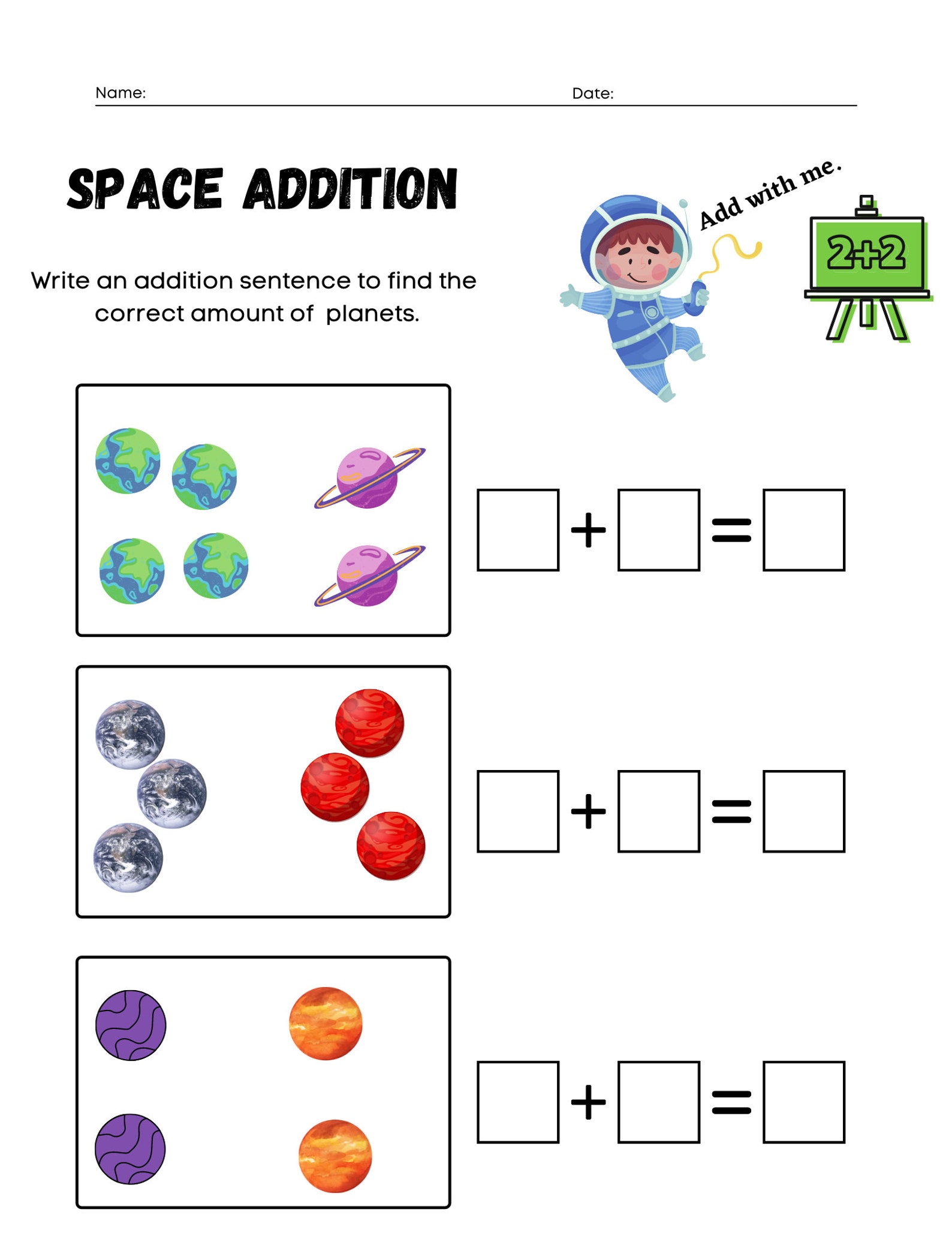 K-2nd Grade Printable Math Worksheets - Etsy