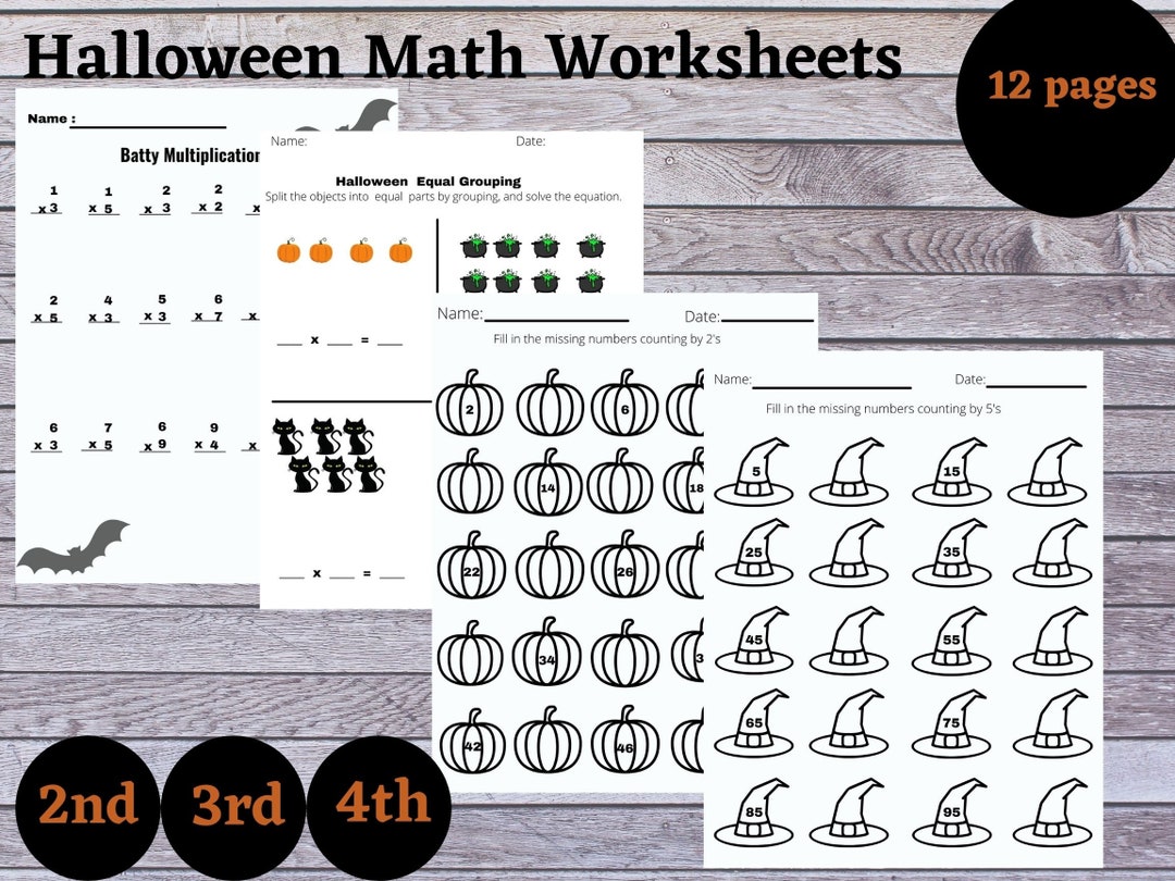 Halloween Math Worksheets, Digital Product - Etsy