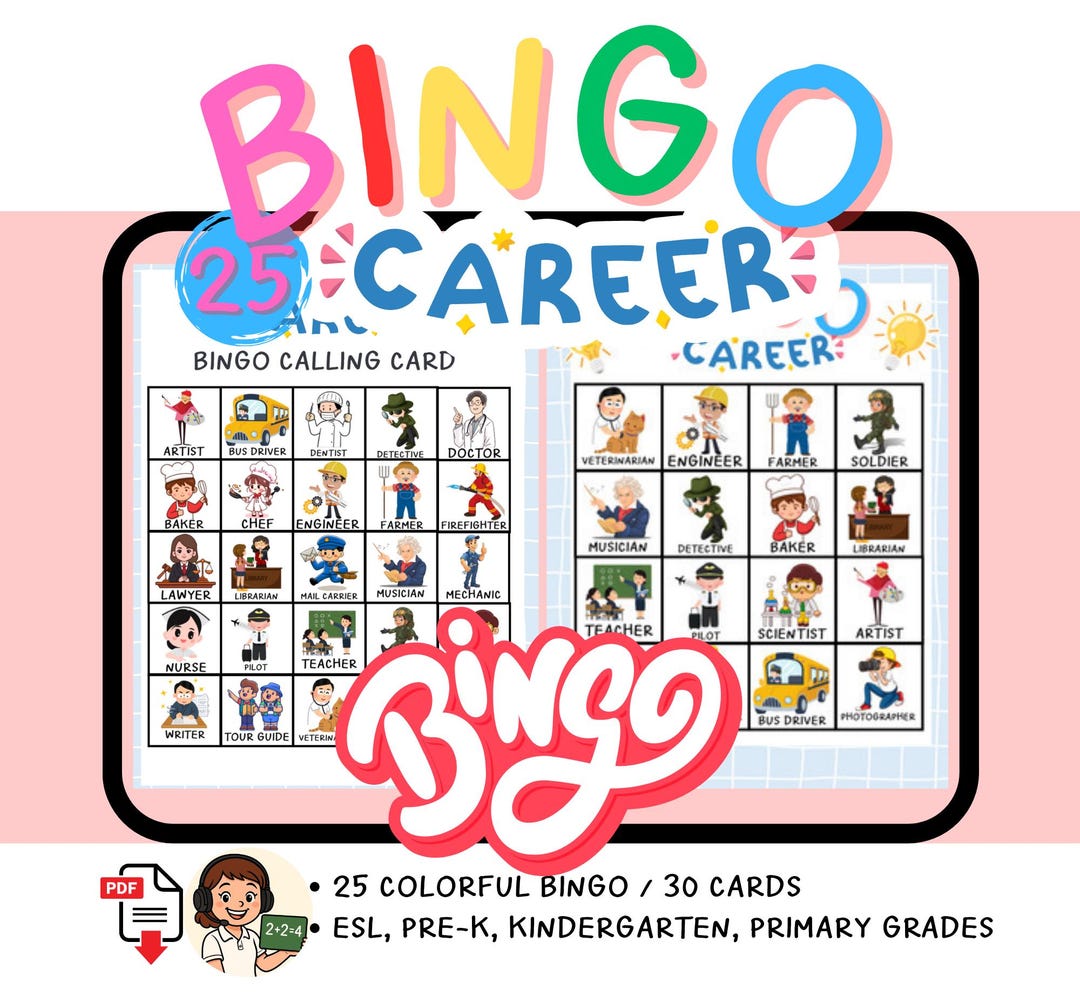 Career Job Bingo Game Fun STEM Learning Community Classroom Activity ...