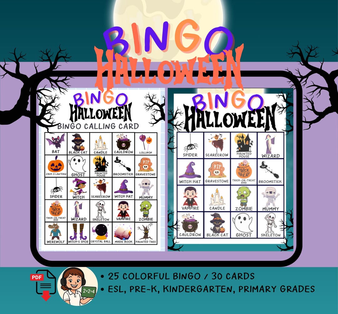 Halloween Bingo Game Fun Spooky Ghost Halloween Classroom Party ...