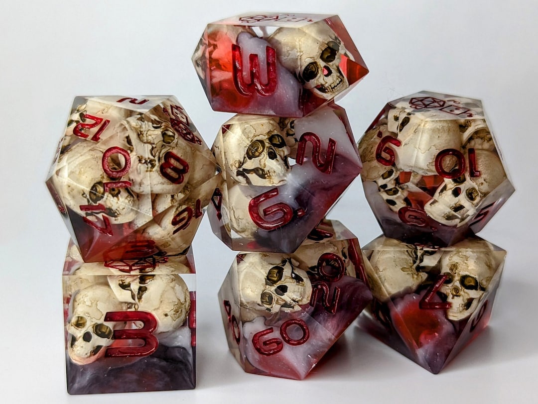 Dice Set Custom Warlock Skull Handmade Resin Dice for D&D and ...