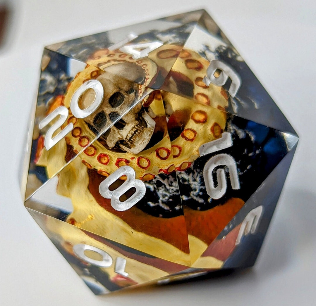Jumbo D20 Custom Dice - Kraken Tentacle Skull - Handmade Resin Dice for ...